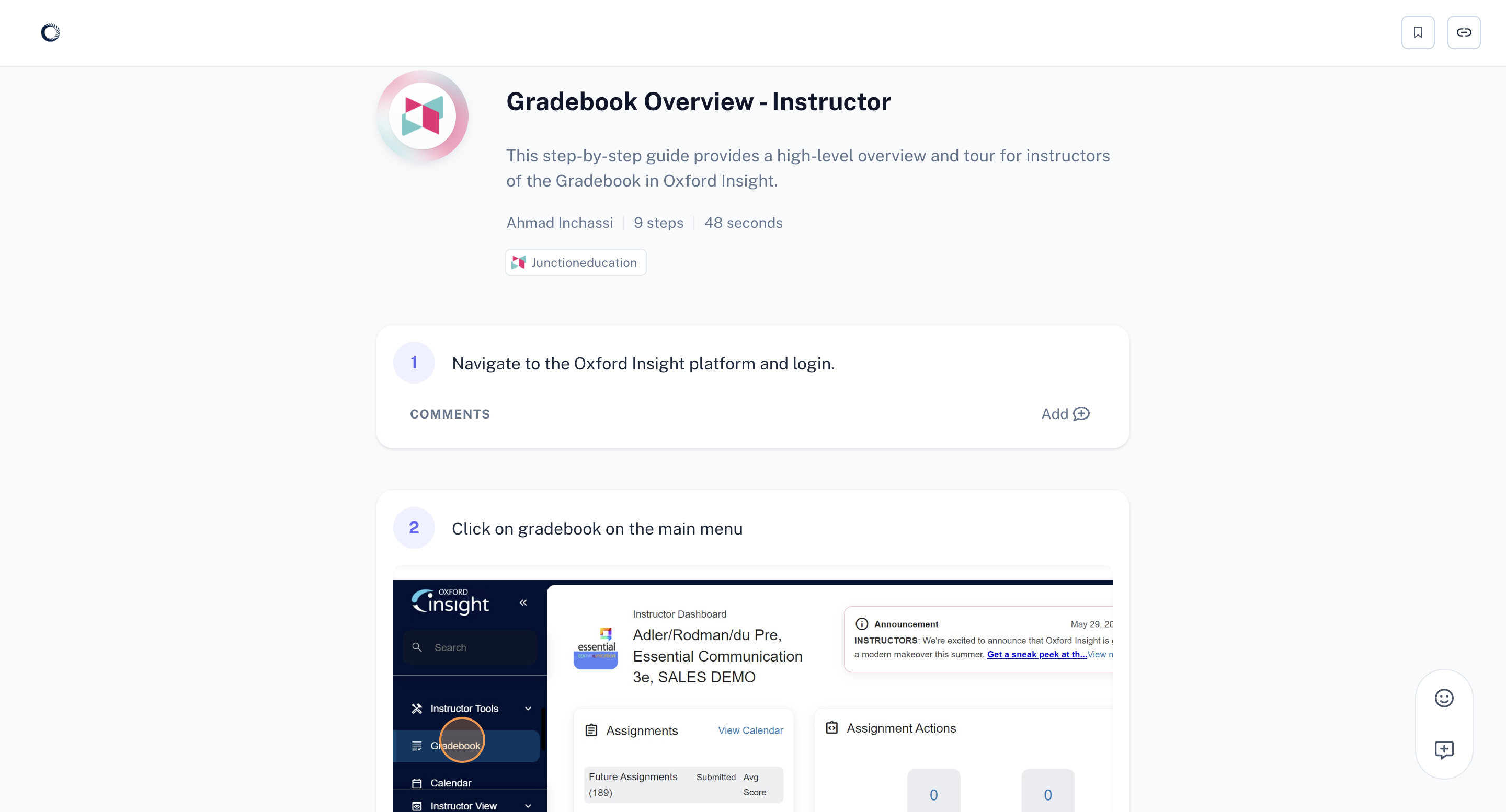 Instructor Gradebook Overview - Oxford Insight